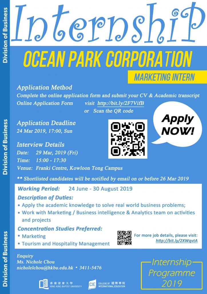 Ocean Park Corporation Internship - 商學部
